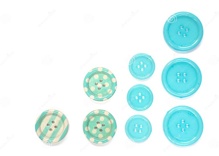 Various Blue Sewing Buttons Isolated on White Background Stock Photo ...
