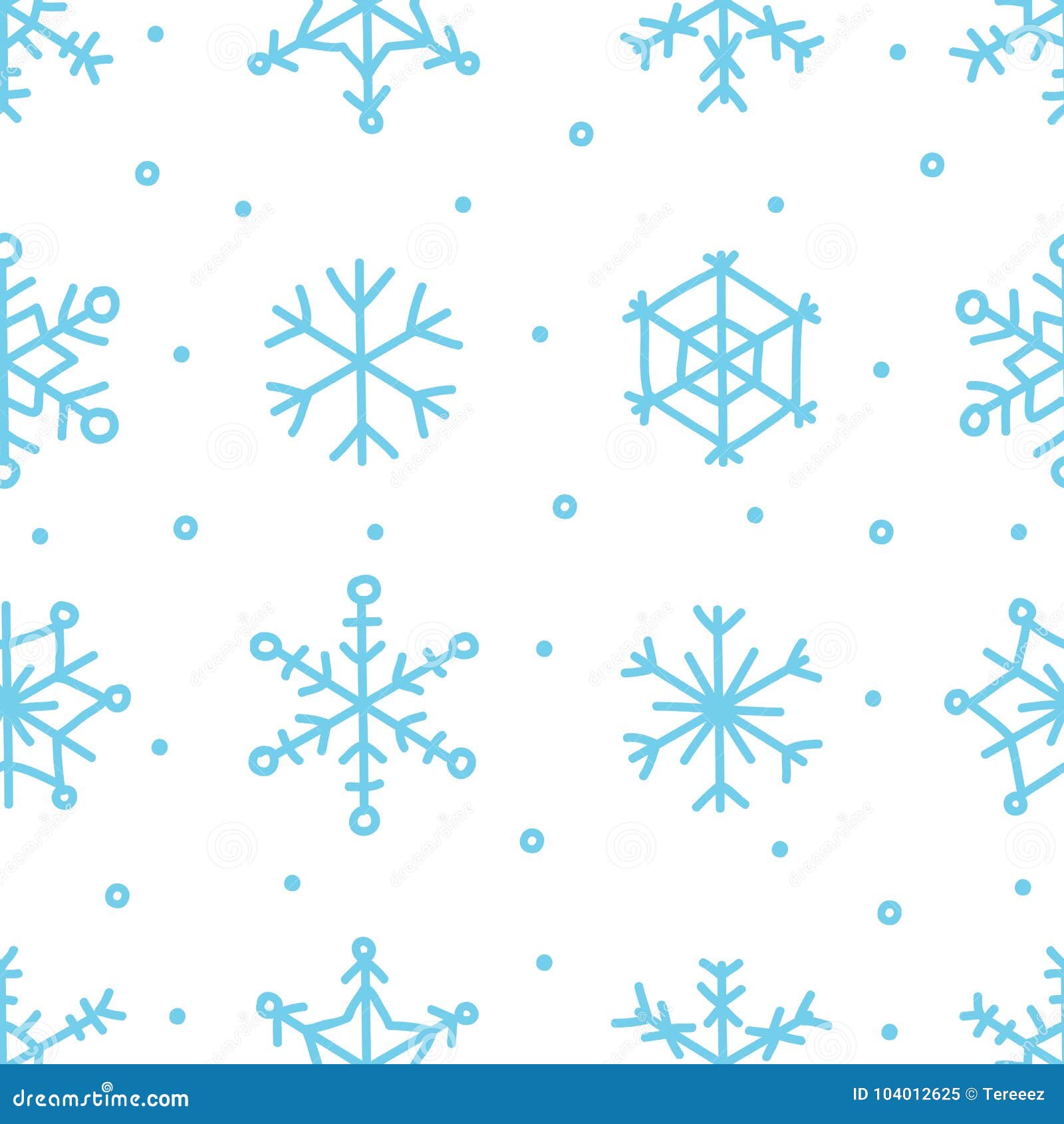Various Blue Snowflake Seamless Pattern Winter Concept Stock Vector ...
