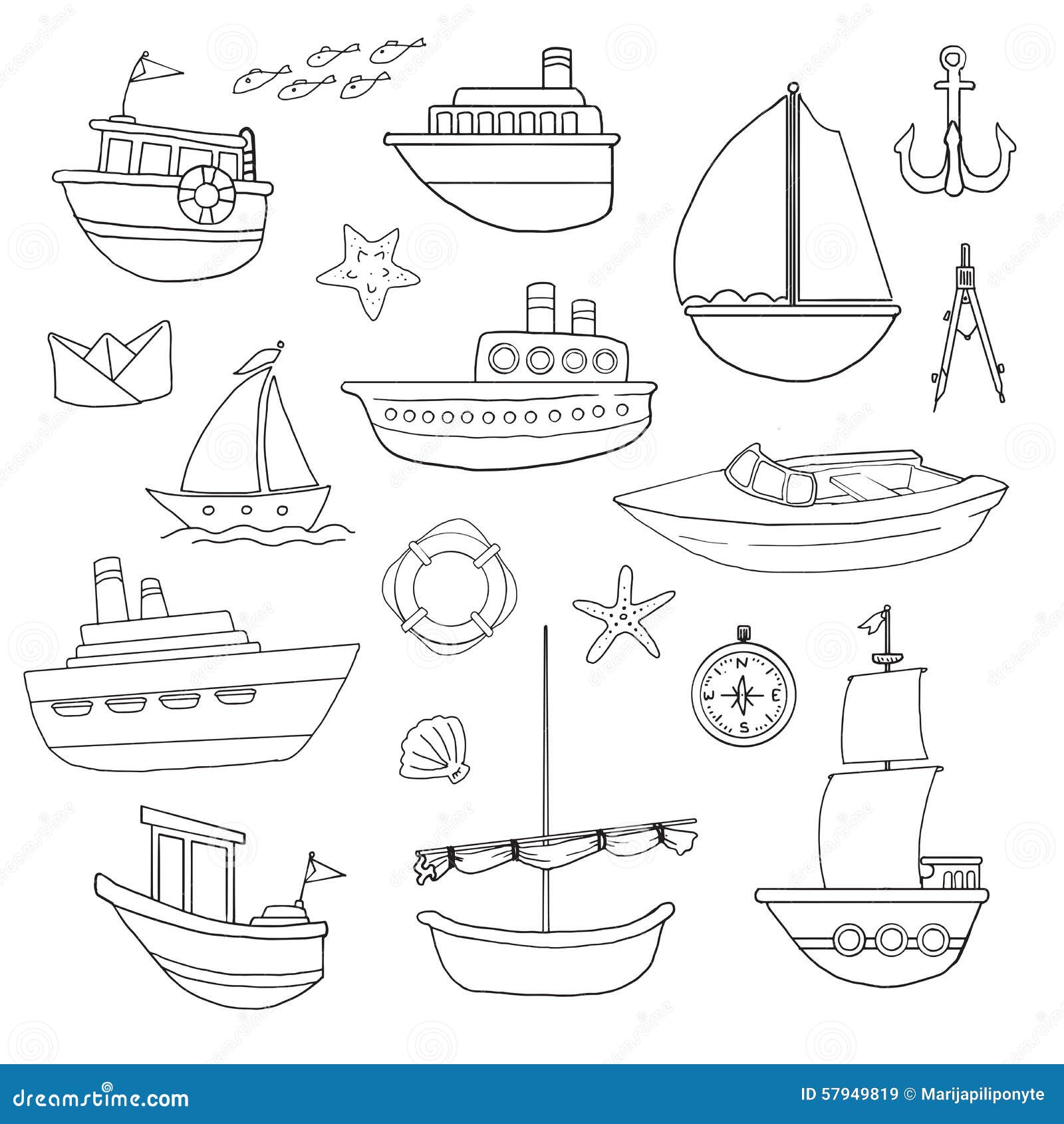 Various boats stock vector. Illustration of boat, lifesaver - 57949819