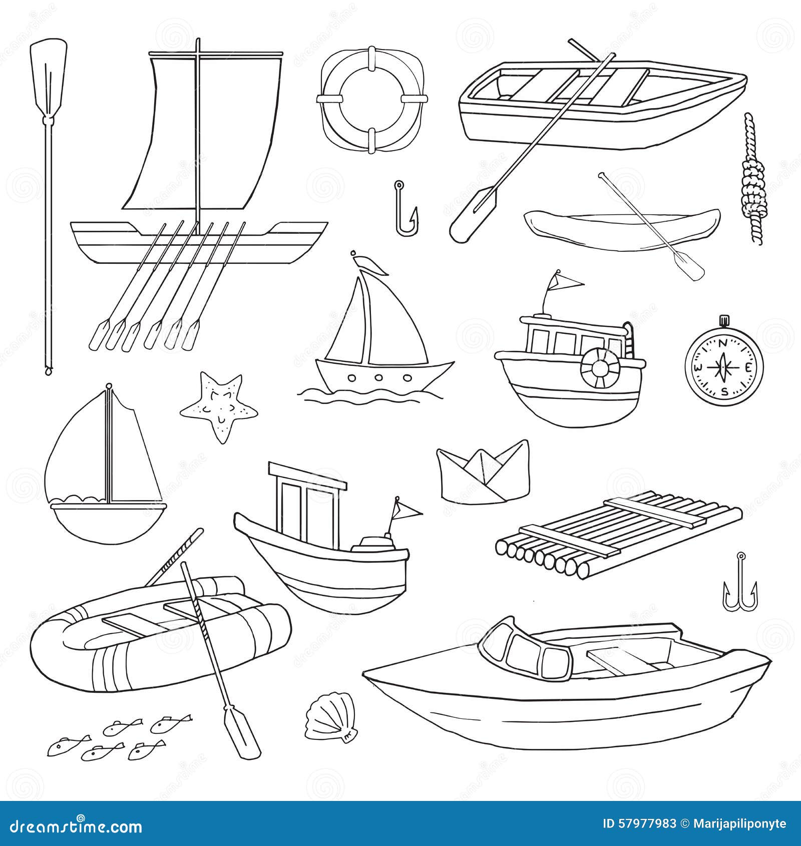 Various boats stock vector. Illustration of ocean, collection - 57977983