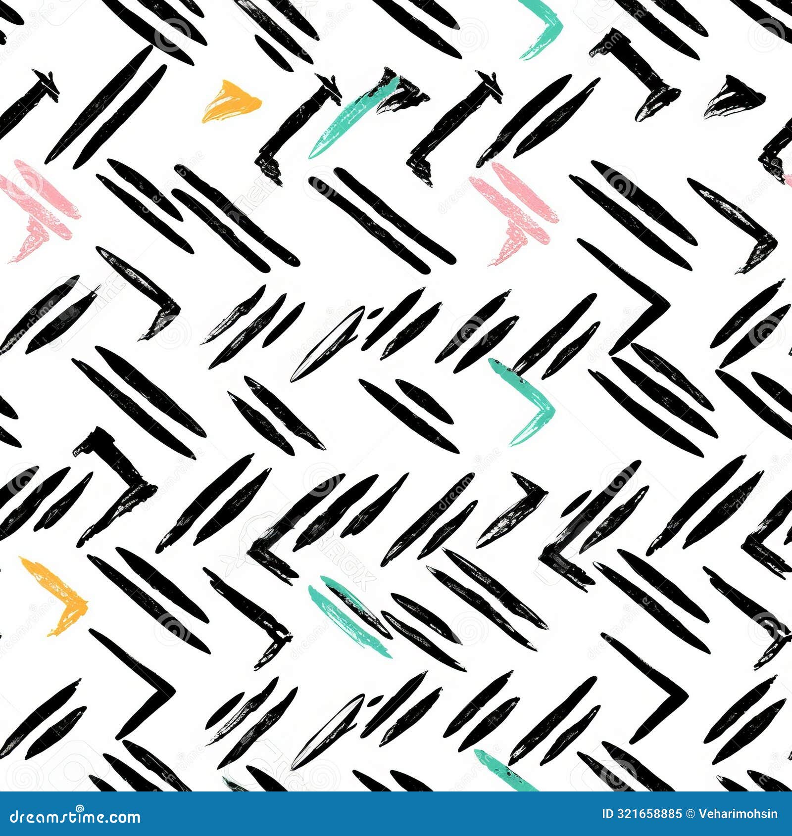 Various Bold Brush Drawn Arrows Seamless Pattern. Hand Drawn Different ...