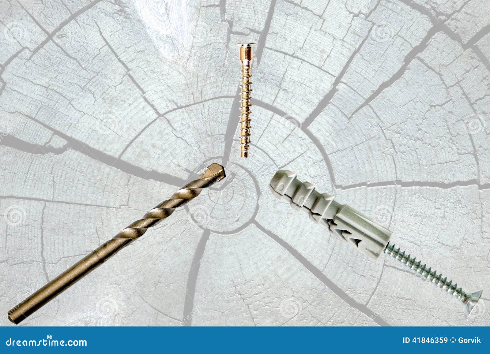 Various Bolts Against Texture of a Tree Stock Image - Image of measure ...