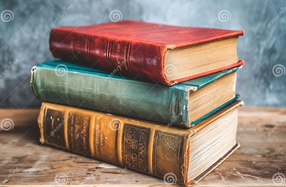 Various Books are Arranged in a Pile. There are a Lot of Different ...