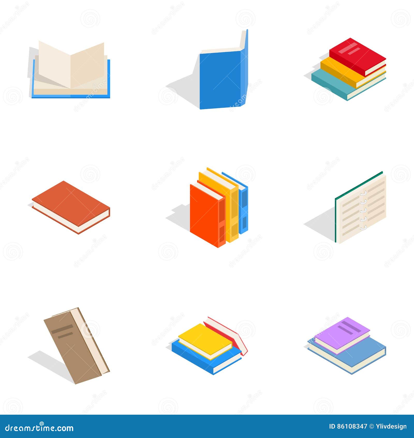 Various Books Icons, Isometric 3d Style Stock Vector - Illustration of ...
