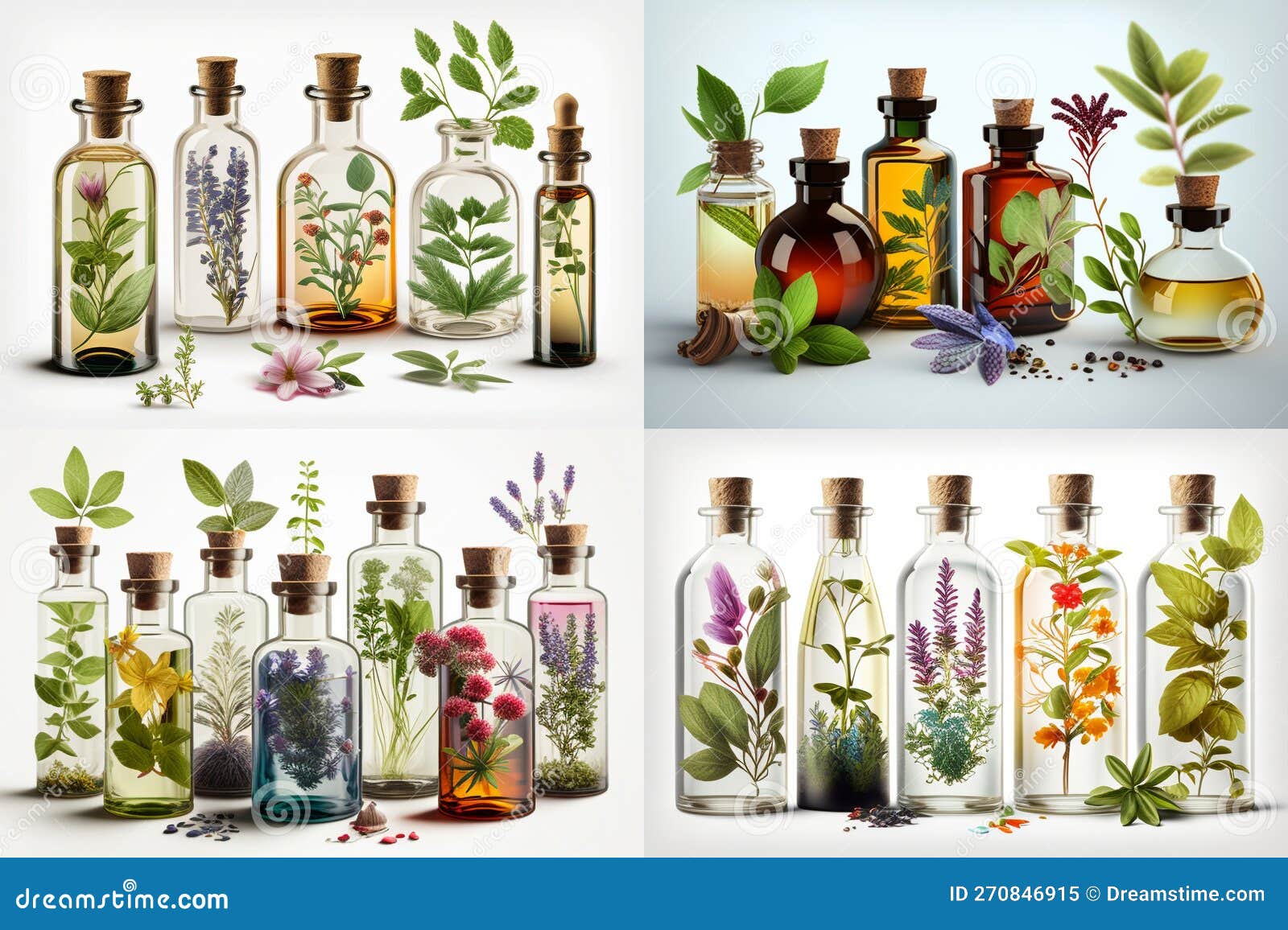Various Bottle of Essential Oils and Essences of Fresh, (Created with ...