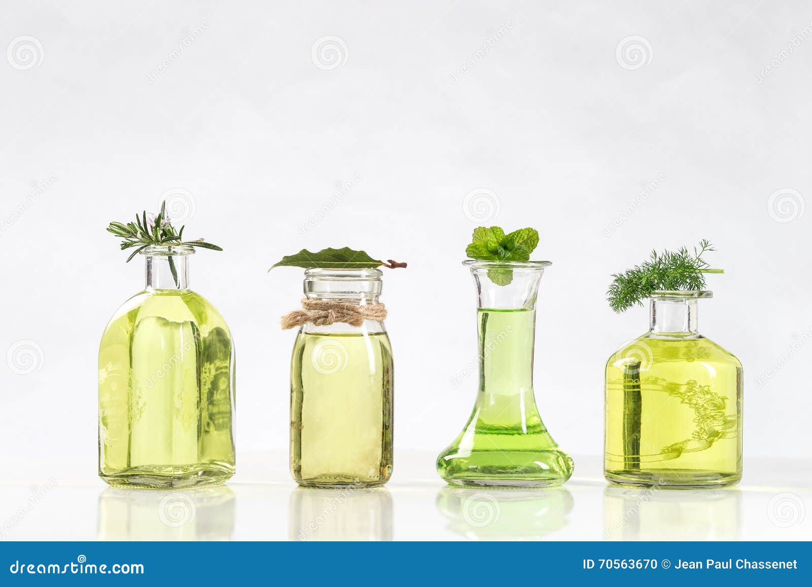 Various Bottle of Essential Oils and Essences of Fresh Plants Stock ...