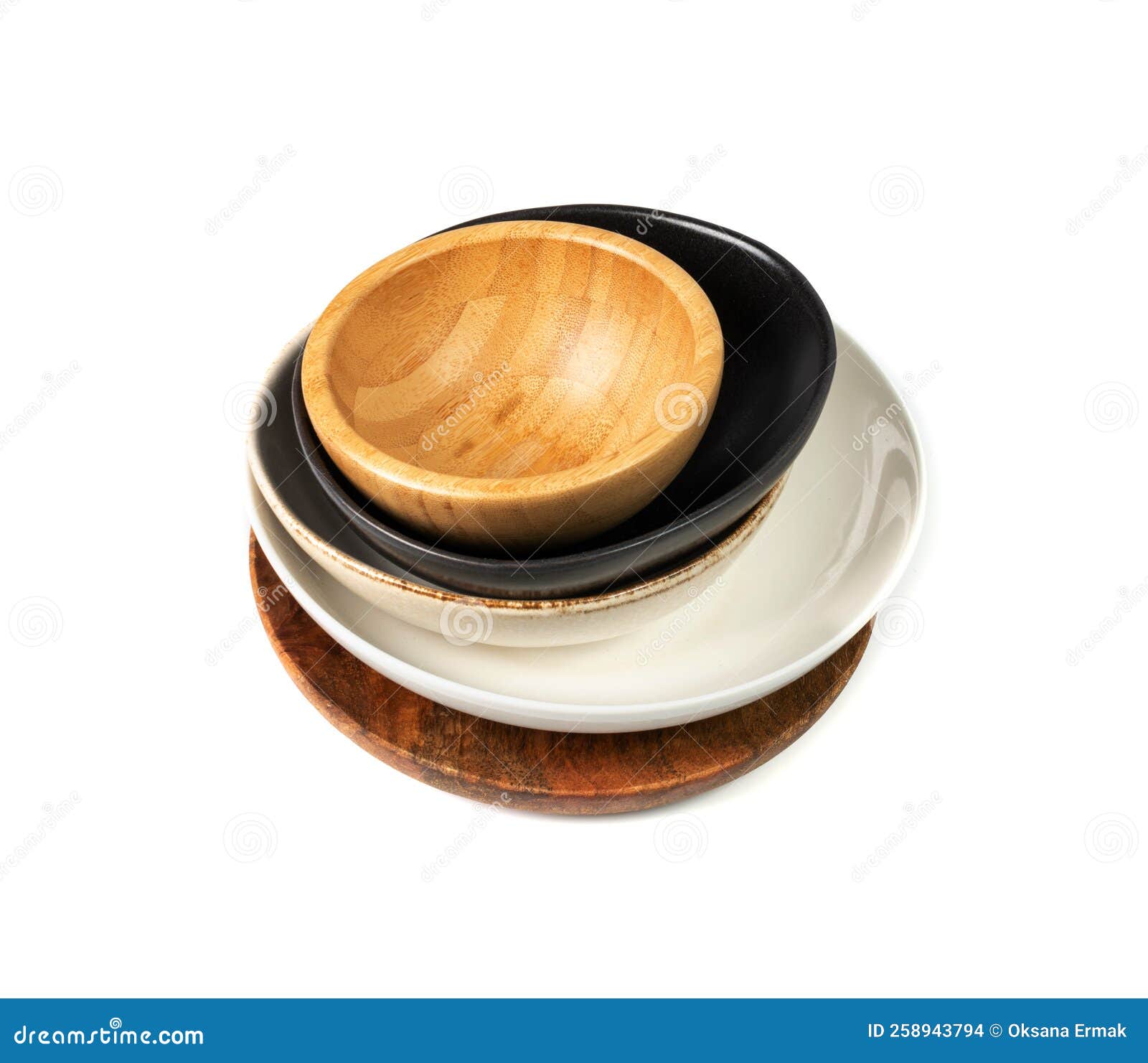 Various Bowl Stack Isolated Stock Photo - Image of dish, kitchenware ...