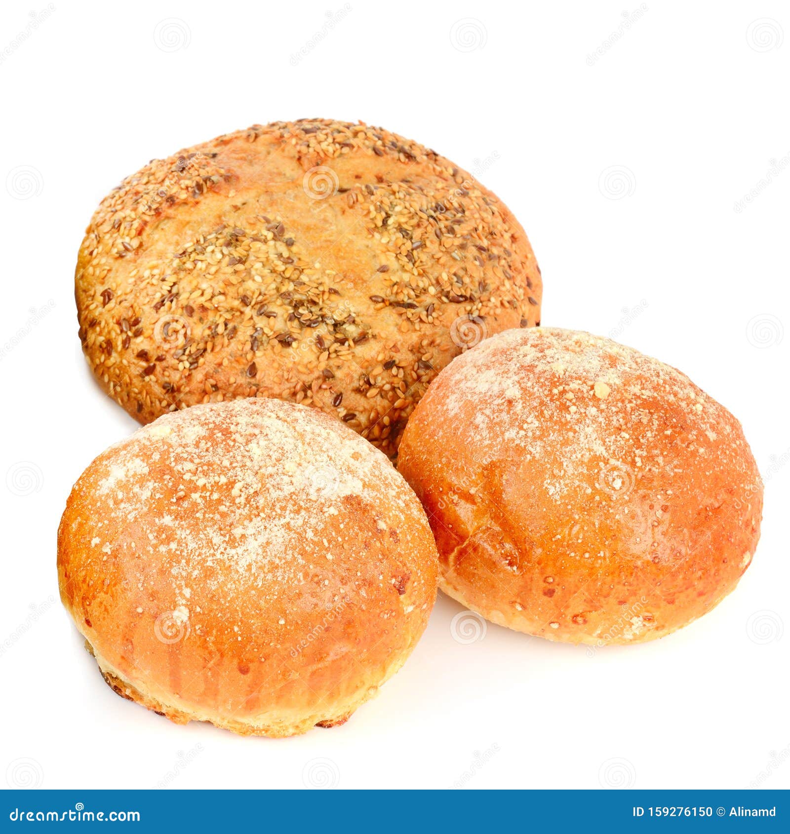 Appetizing Grain Bread and Buns Isolated on White Background Stock ...