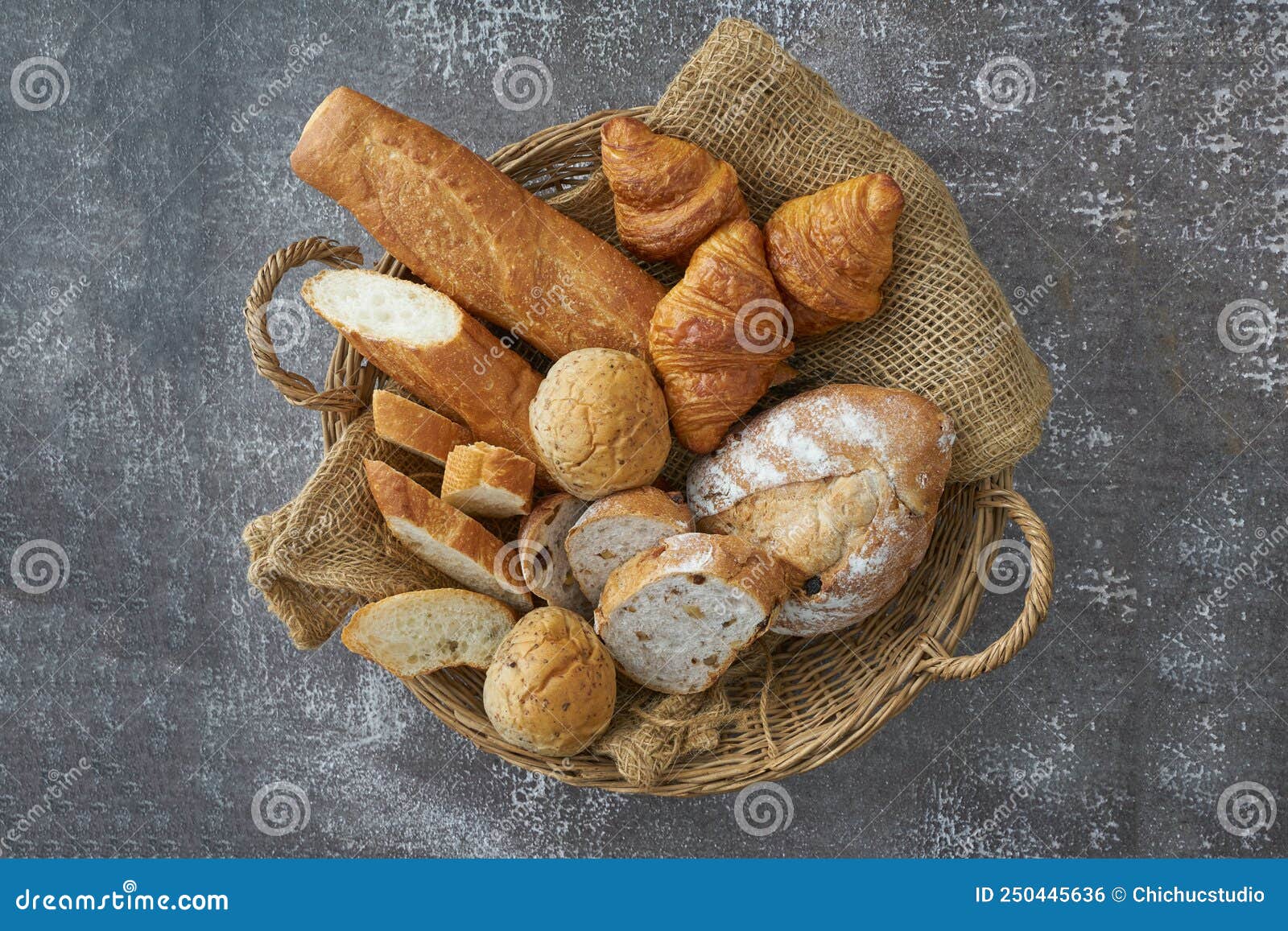 Various Bread in Basket (Mix of Bread) Stock Photo - Image of dough ...