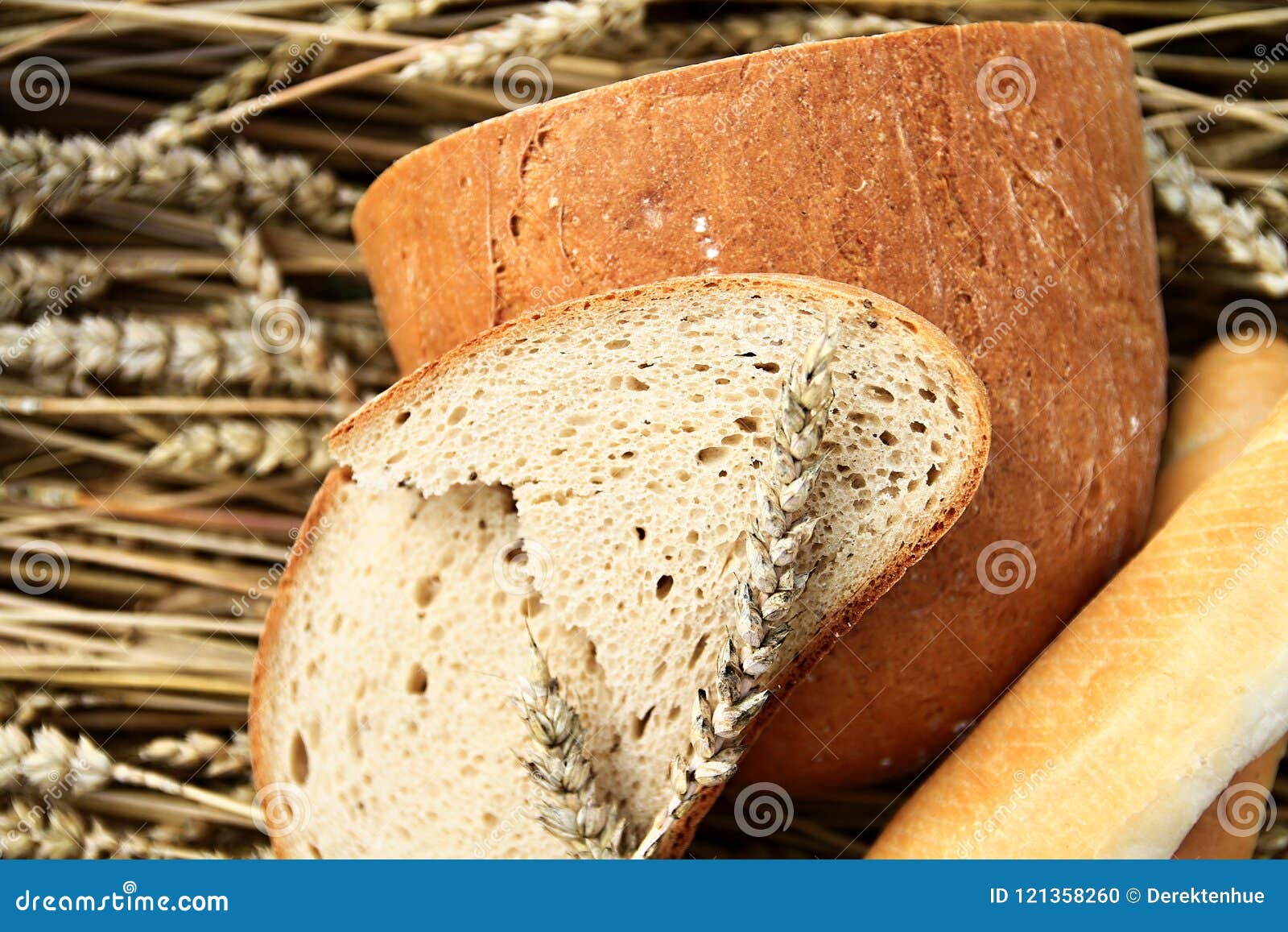 Various Bread on Wheat Background Stock Photo - Image of meal, baguette ...