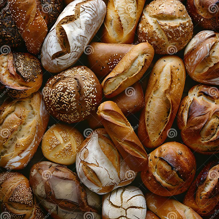 Various Breads Displayed on a Table Made from Natural Ingredients and ...
