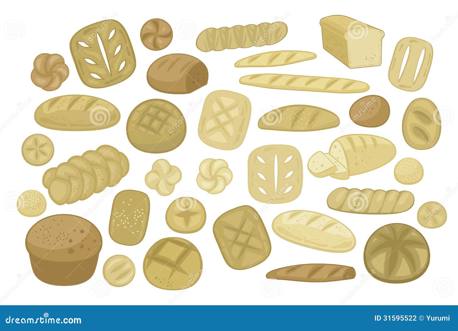 Various Breads Set Vector Illustration | CartoonDealer.com #31595522