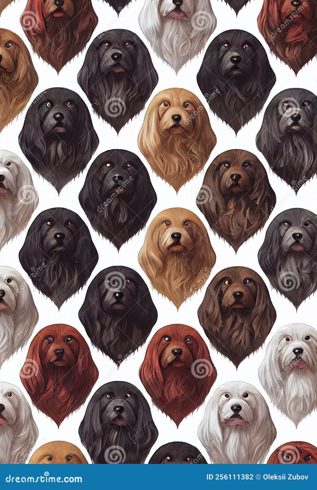 Various Breeds of Dogs Seamless Pattern Stock Illustration ...
