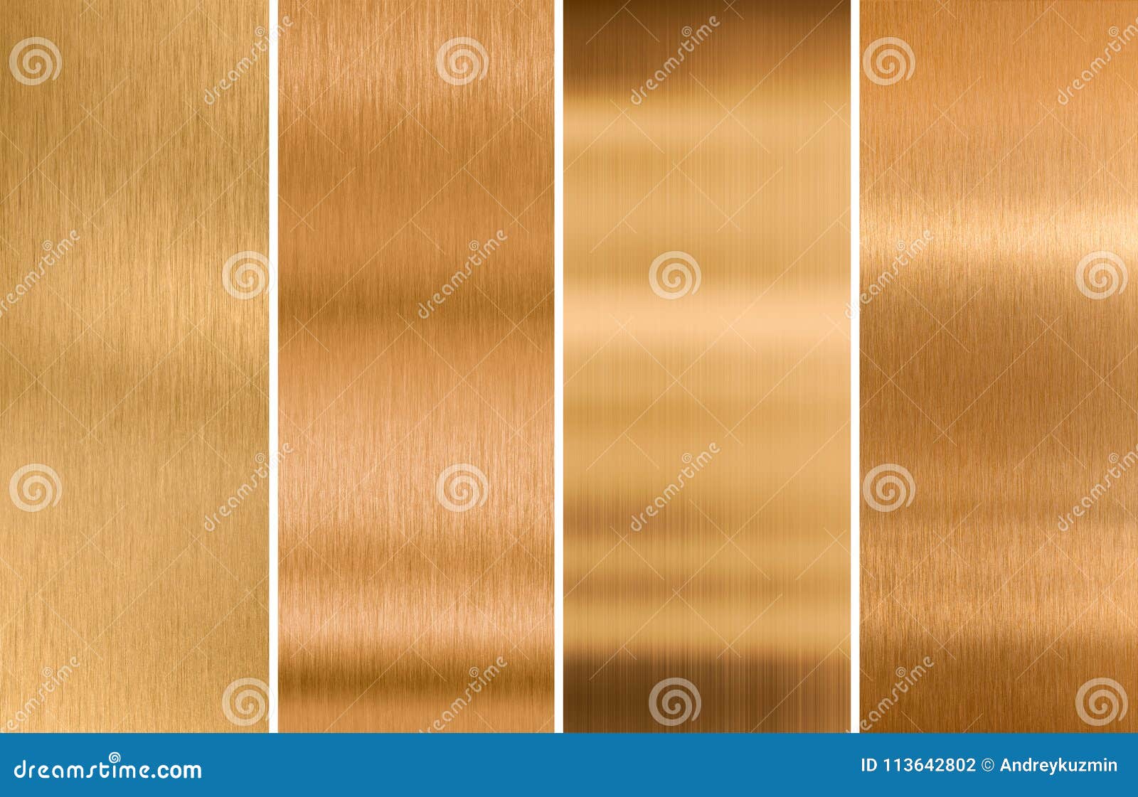 Various Brushed Bronze Metal Textures Set Stock Photo - Image of ...