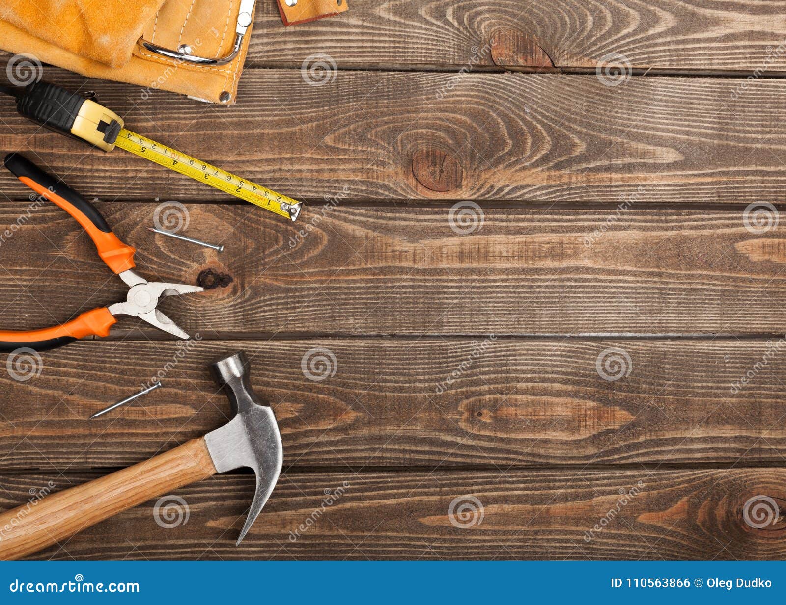 Various Building Tools Isolated on Wooden Stock Photo - Image of ...