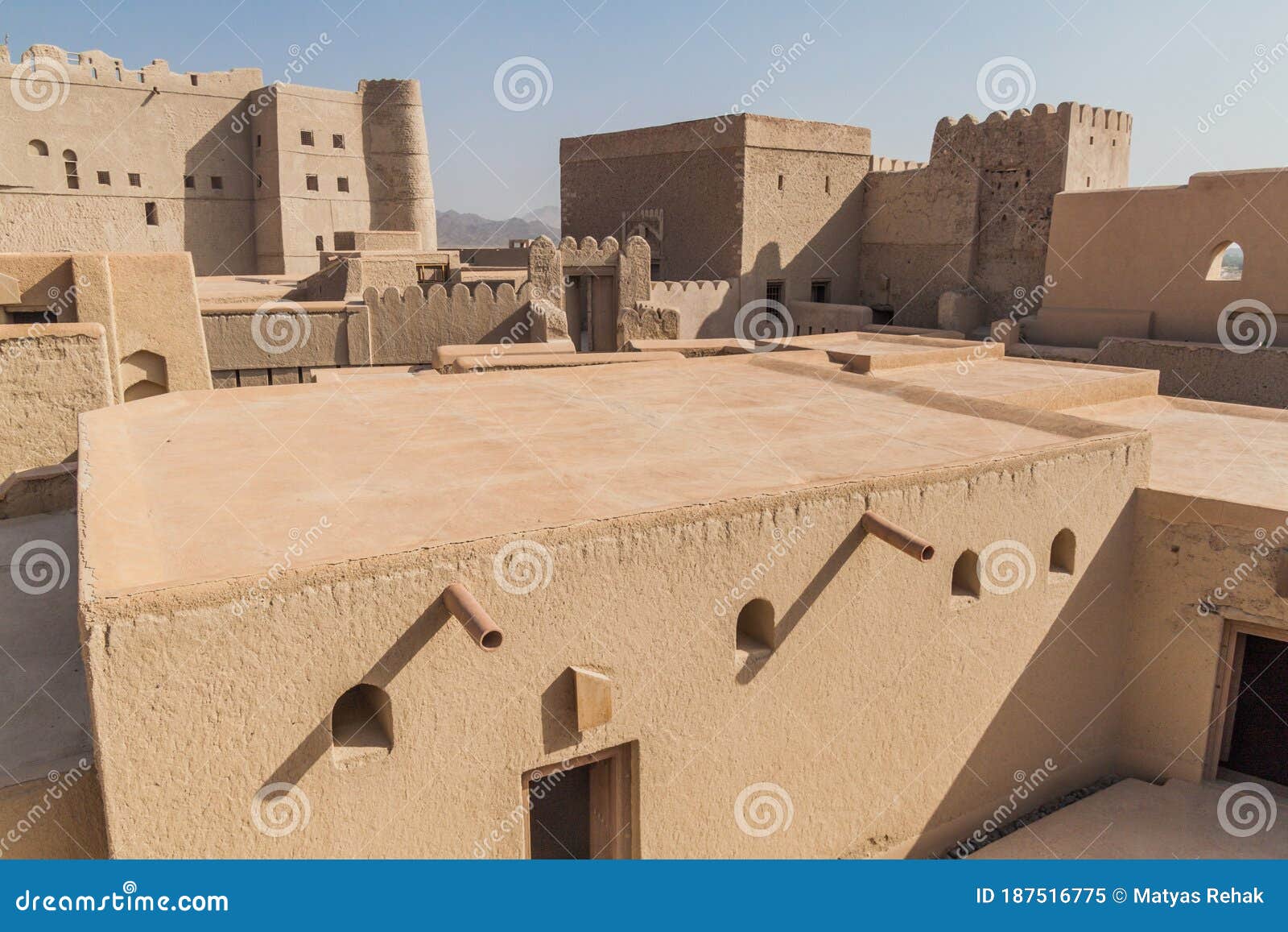 Various Buildings of Bahla Fort, Om Stock Image - Image of travel, wall ...