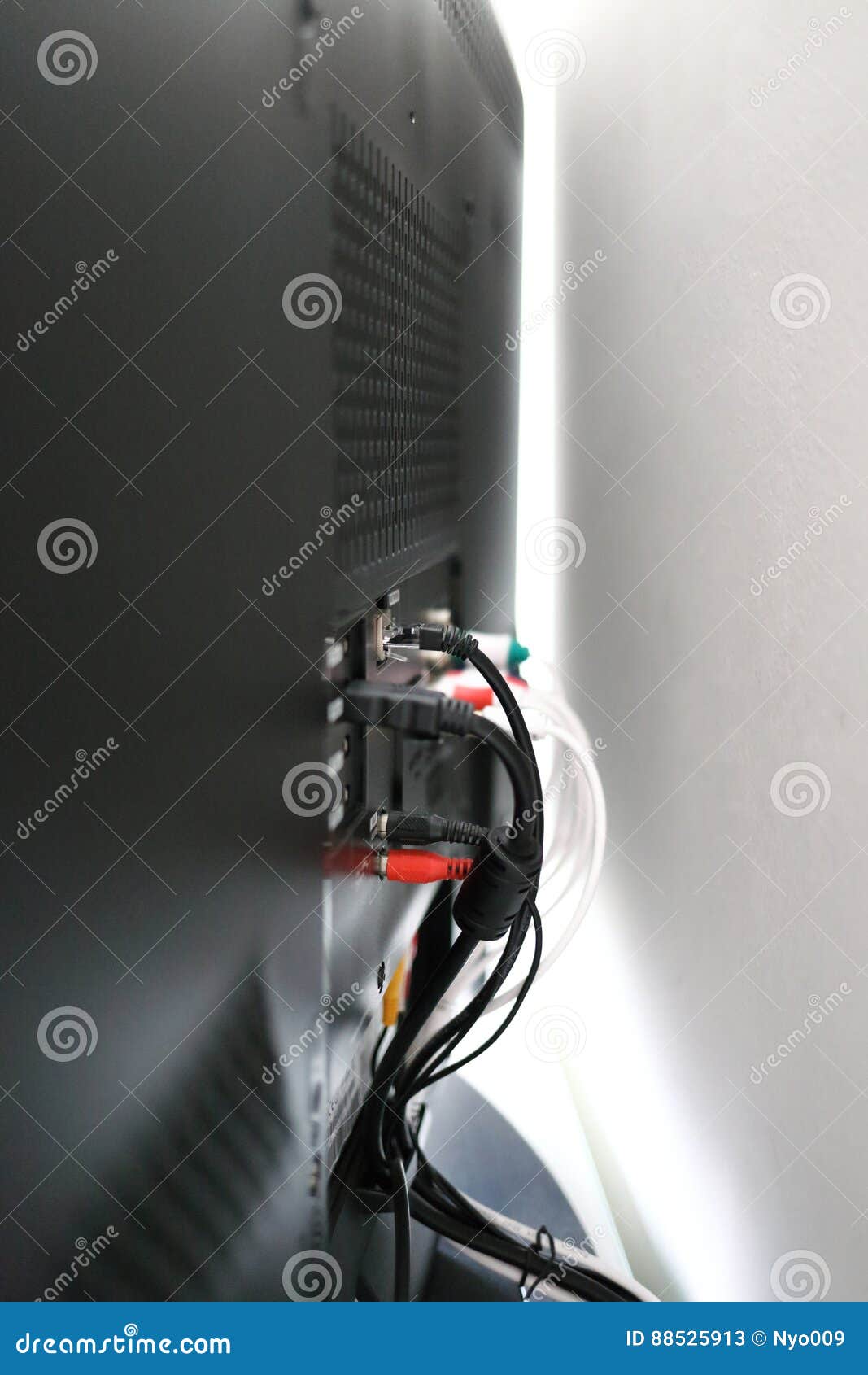 Various Cables in the Back of a TV Stock Image - Image of green, jack ...