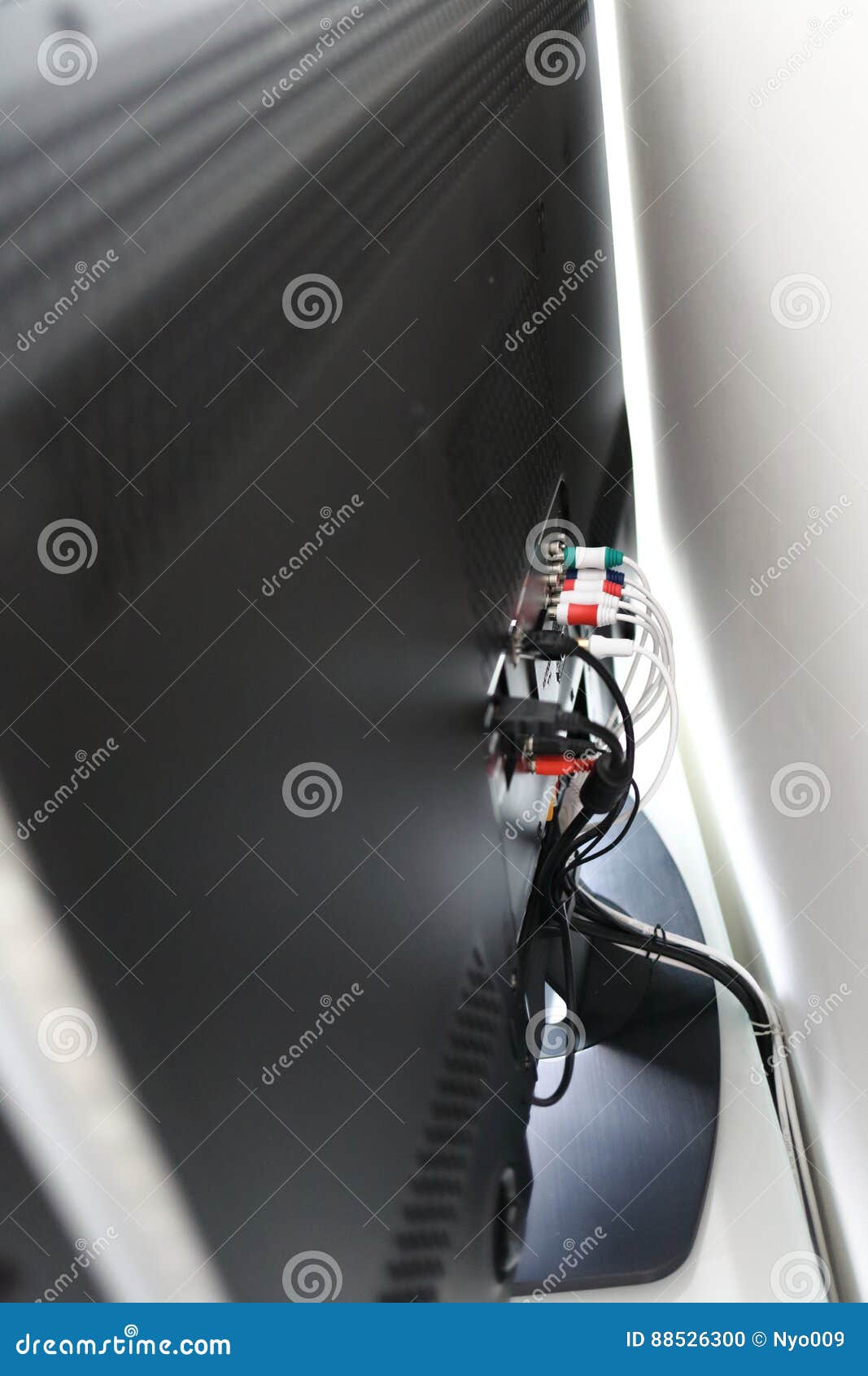 Various Cables in the Back of a TV Stock Photo - Image of jack, audio ...