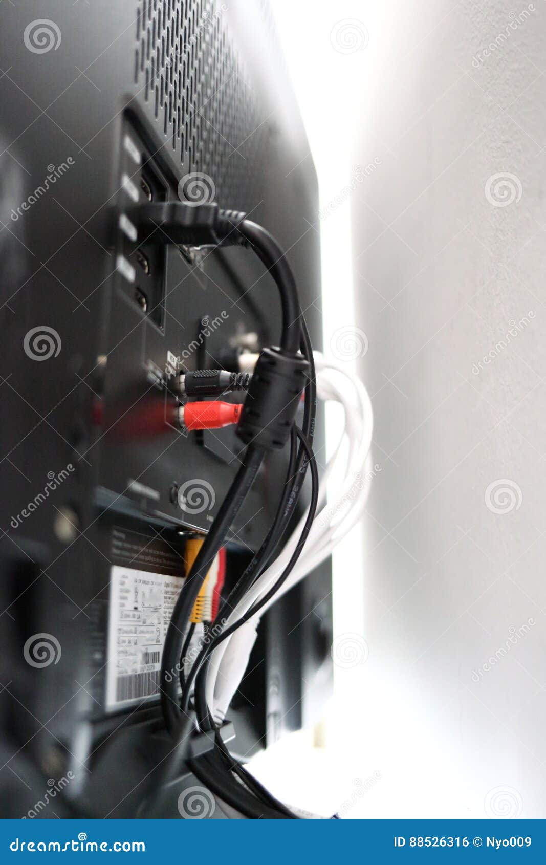 Various Cables in the Back of a TV Stock Photo - Image of media ...
