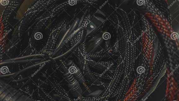 Various Cables in a Box with Rag Braid Stock Photo - Image of metal ...