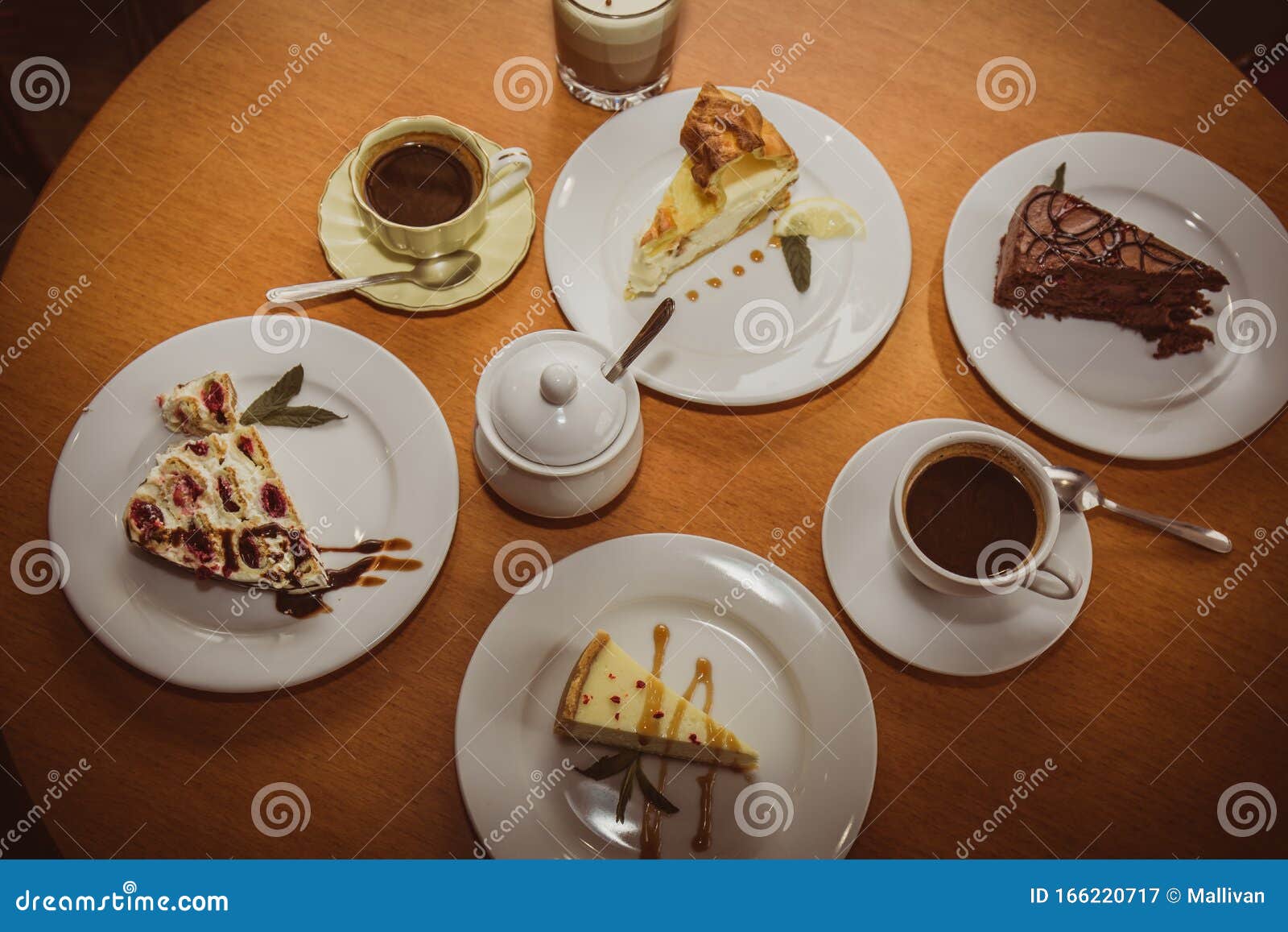 Various Cakes in a Cafe, Top View Stock Image - Image of bakery, cafe ...