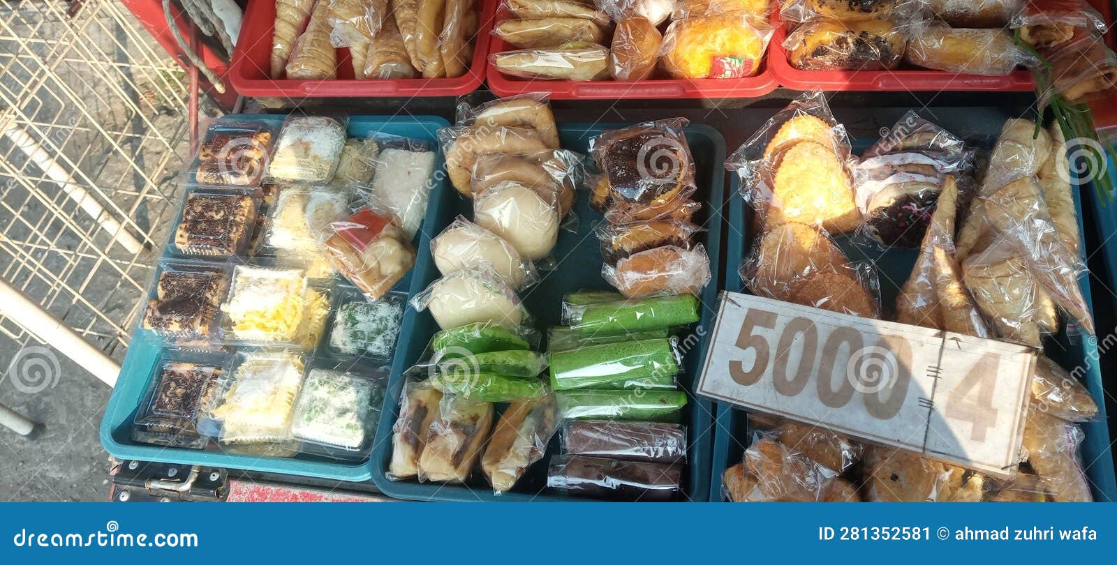 Various Cakes on Display at a Market in Indonesia Stock Image - Image ...