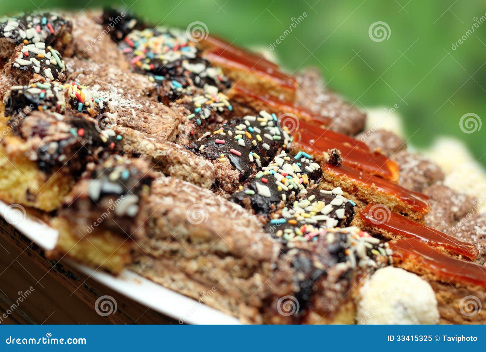 Various cakes on plate stock image. Image of creamy, pastry - 33415325