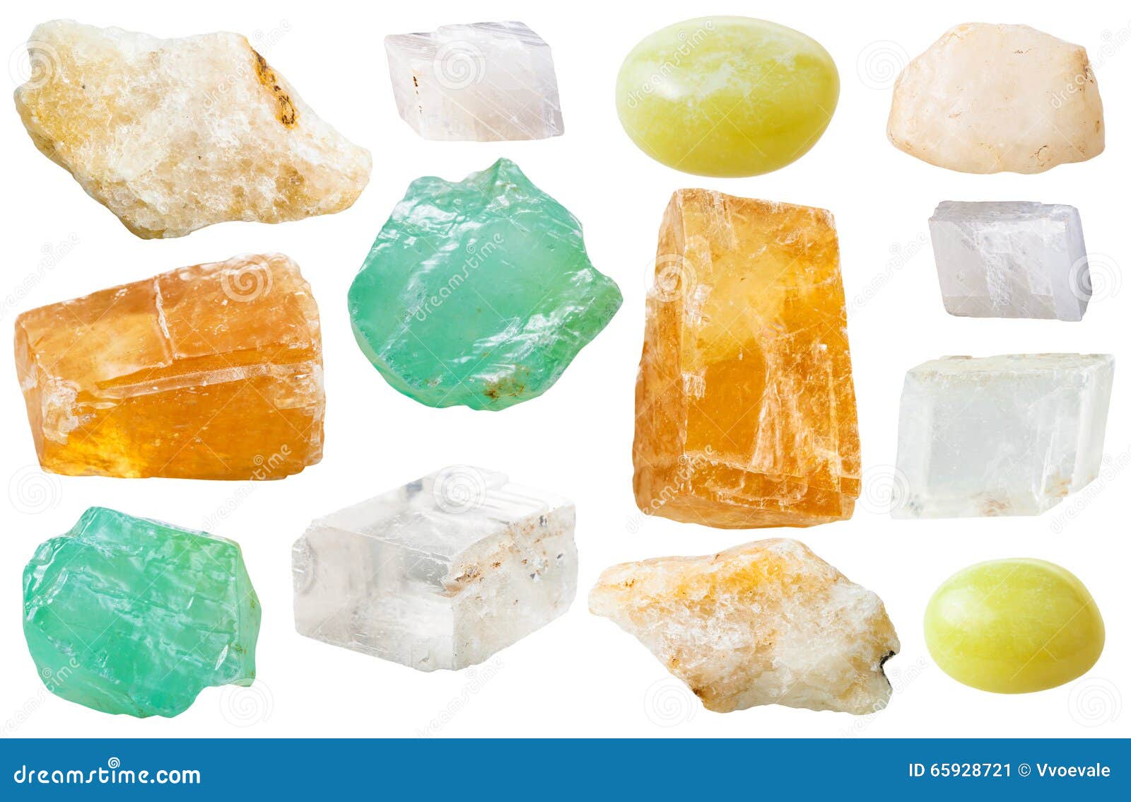 Various Calcite Gem Stones Isolated on White Stock Image - Image of ...