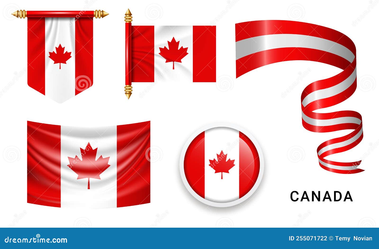 Various Canada Flags Set Isolated Stock Illustration - Illustration of ...