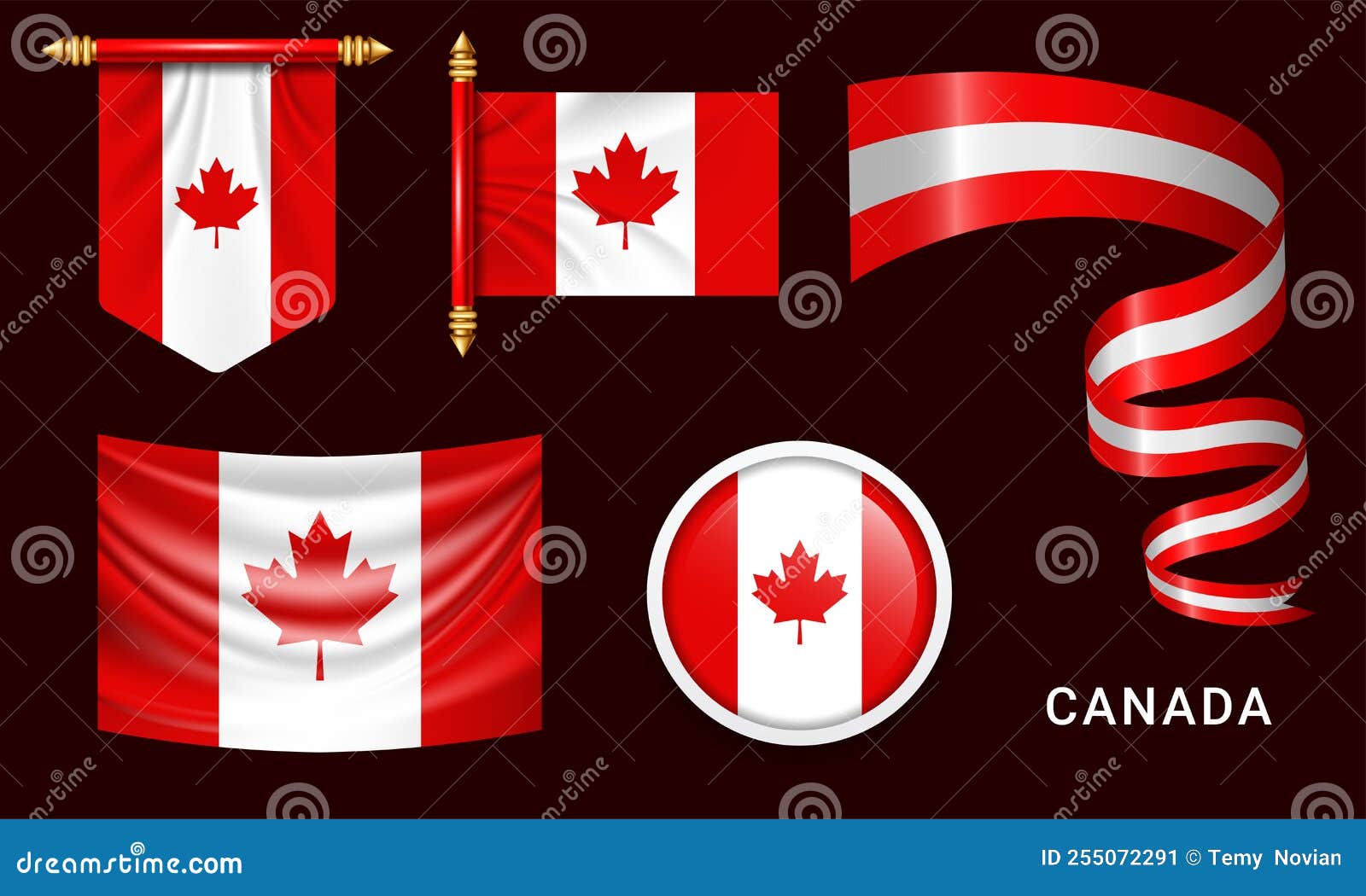 Various Canada Flags Set Isolated Stock Illustration - Illustration of ...