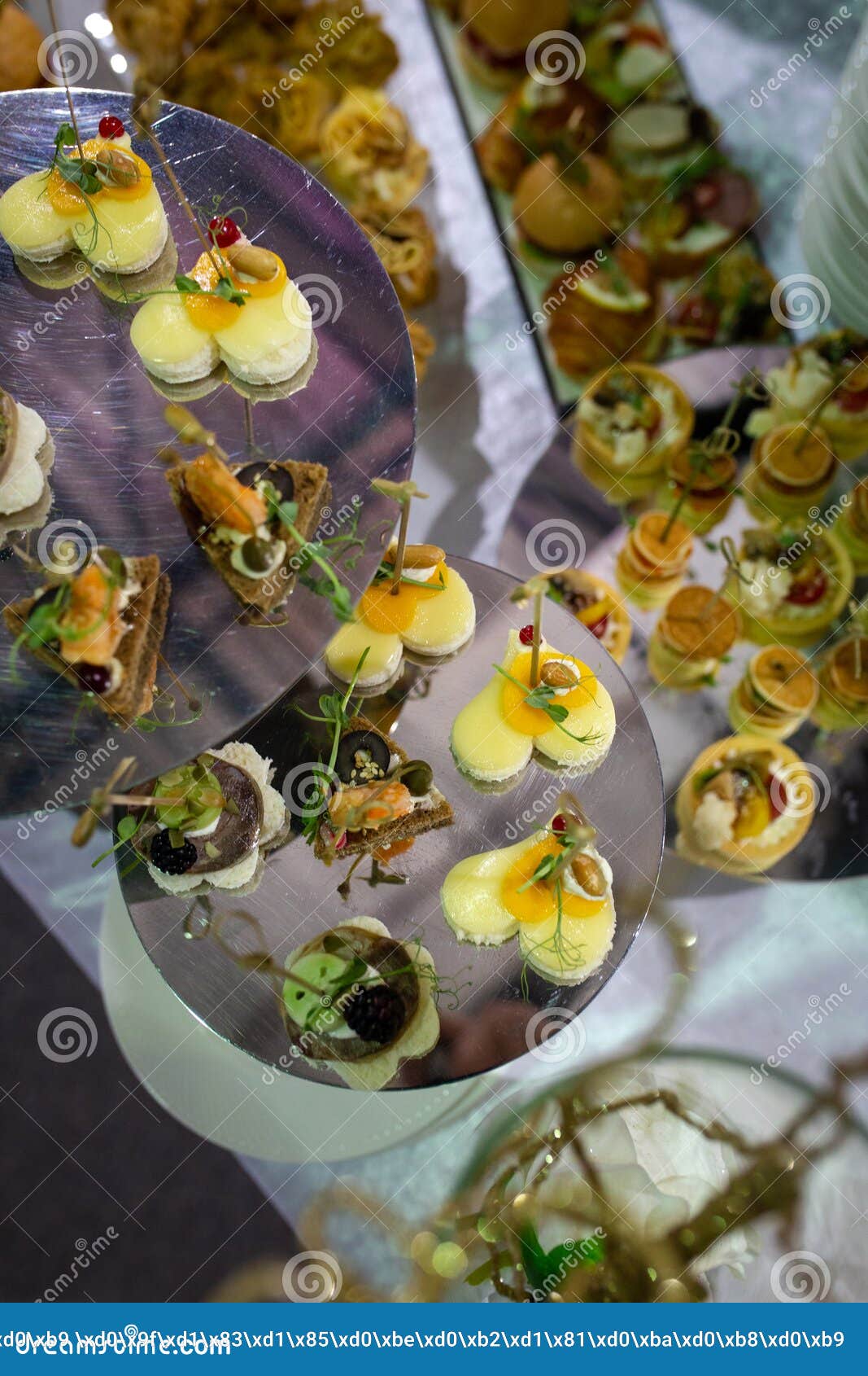 Various Canapes on the Buffet Table at the Hotel Stock Image - Image of ...