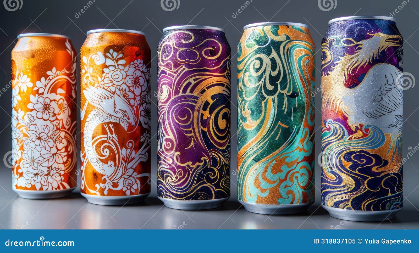 Group of Cans with Different Designs Stock Image - Image of ...