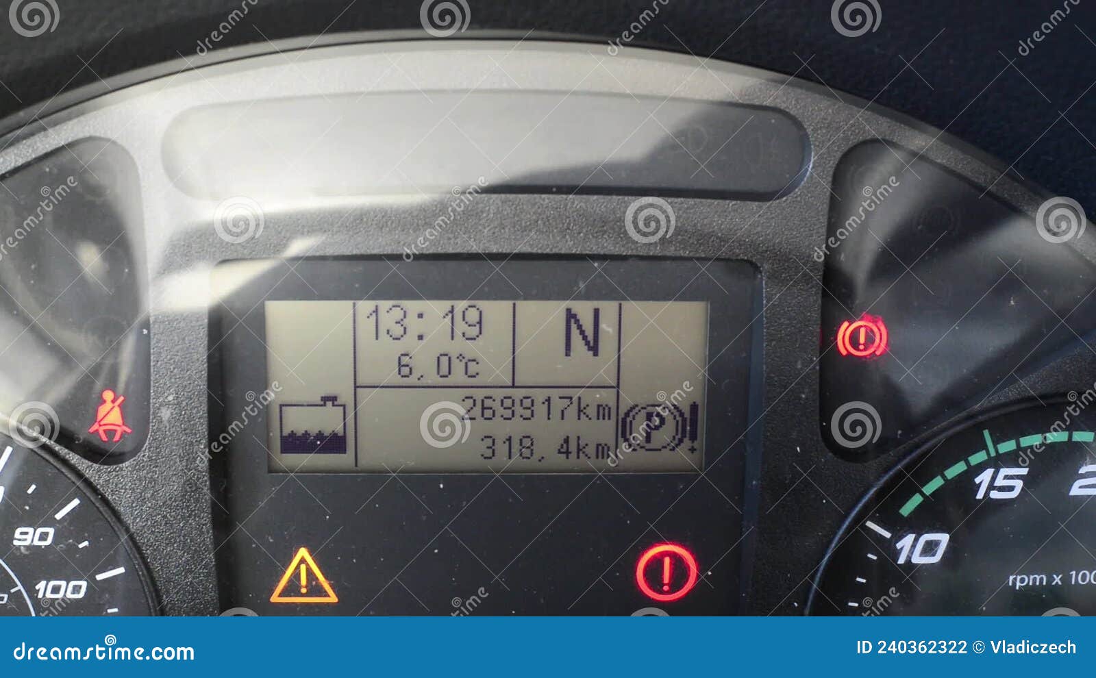 Various Car Warning Light Symbols and Indicators on a Truck Dashboard ...