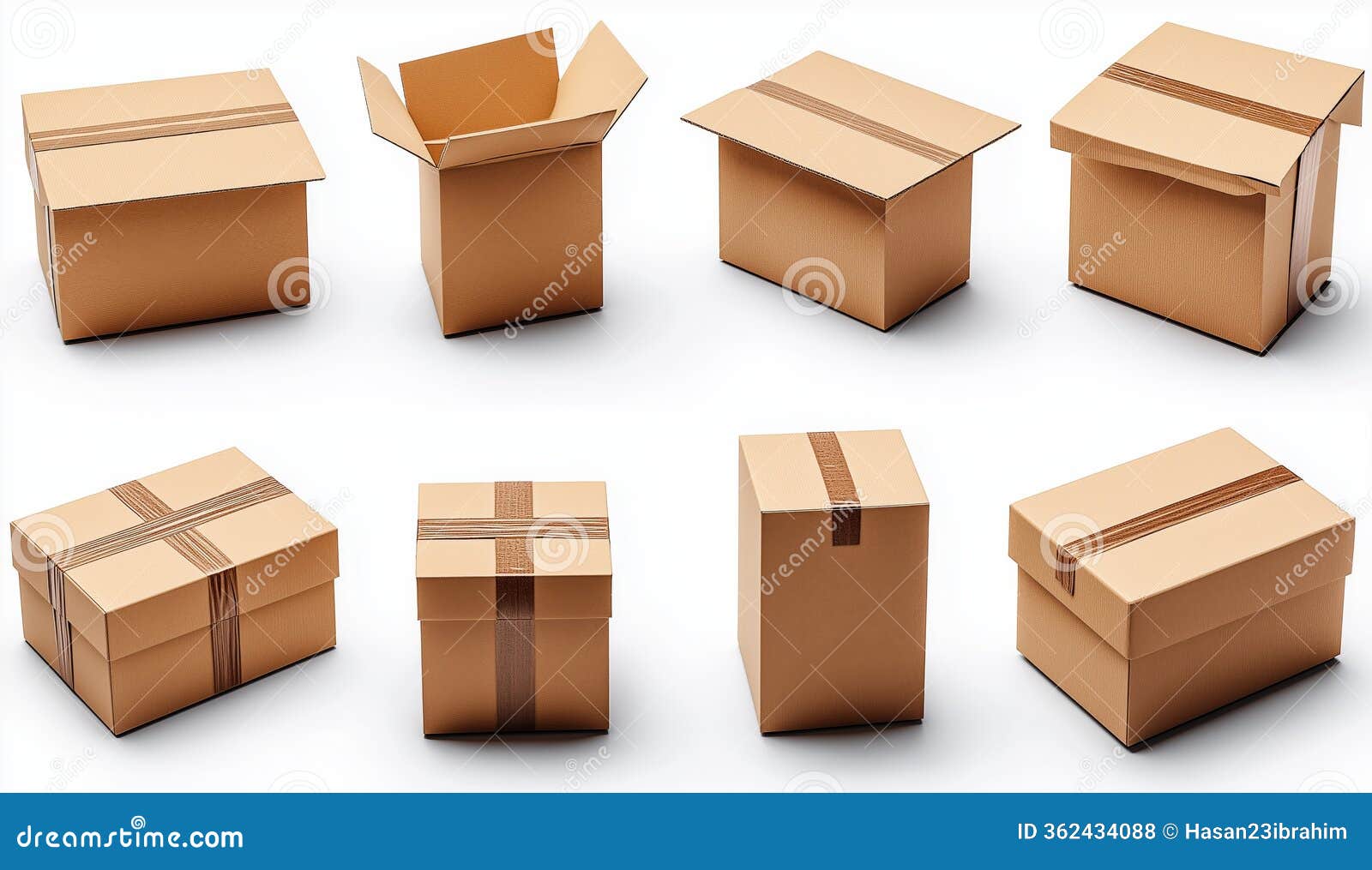 Various Cardboard Boxes in Different Positions and States, Showing ...