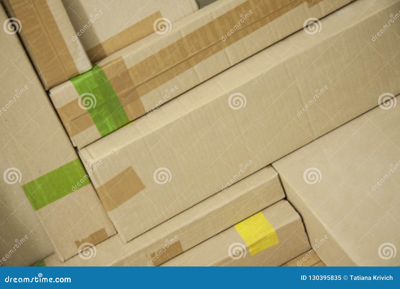Various Cardboard Boxes with Labels Packed for Shipment. Stock Image ...