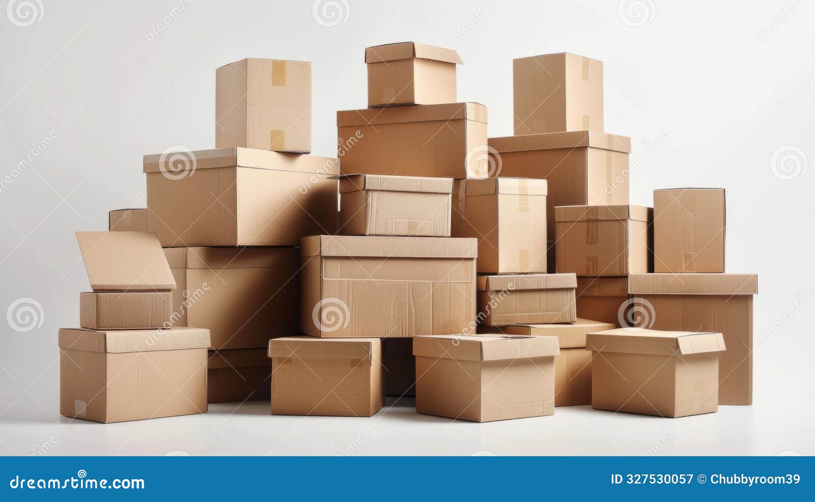 Various Cardboard Boxes for Shipping, Isolated on White Background, in ...
