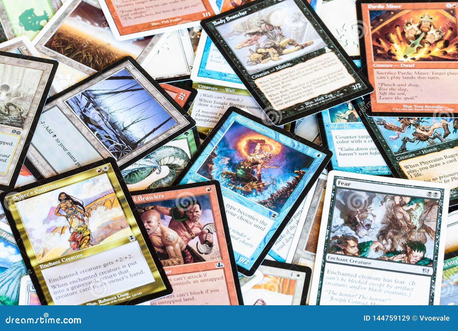 Various Cards Of Magic The Gathering Board Game Editorial Stock Image Image Of Desk Wizards