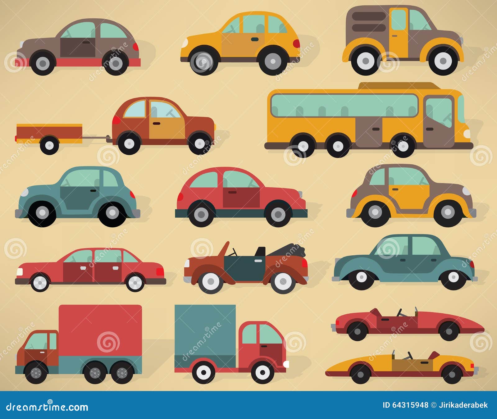 Various Cars Collection. Flat Vector Cartoon | CartoonDealer.com #225160634