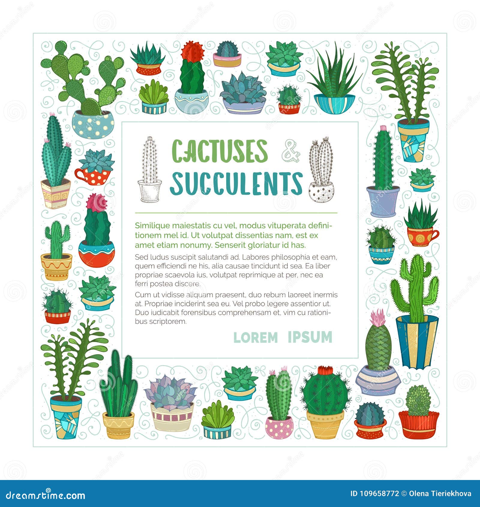 Vector Cactuses and Succulents Square Frame. Stock Vector ...