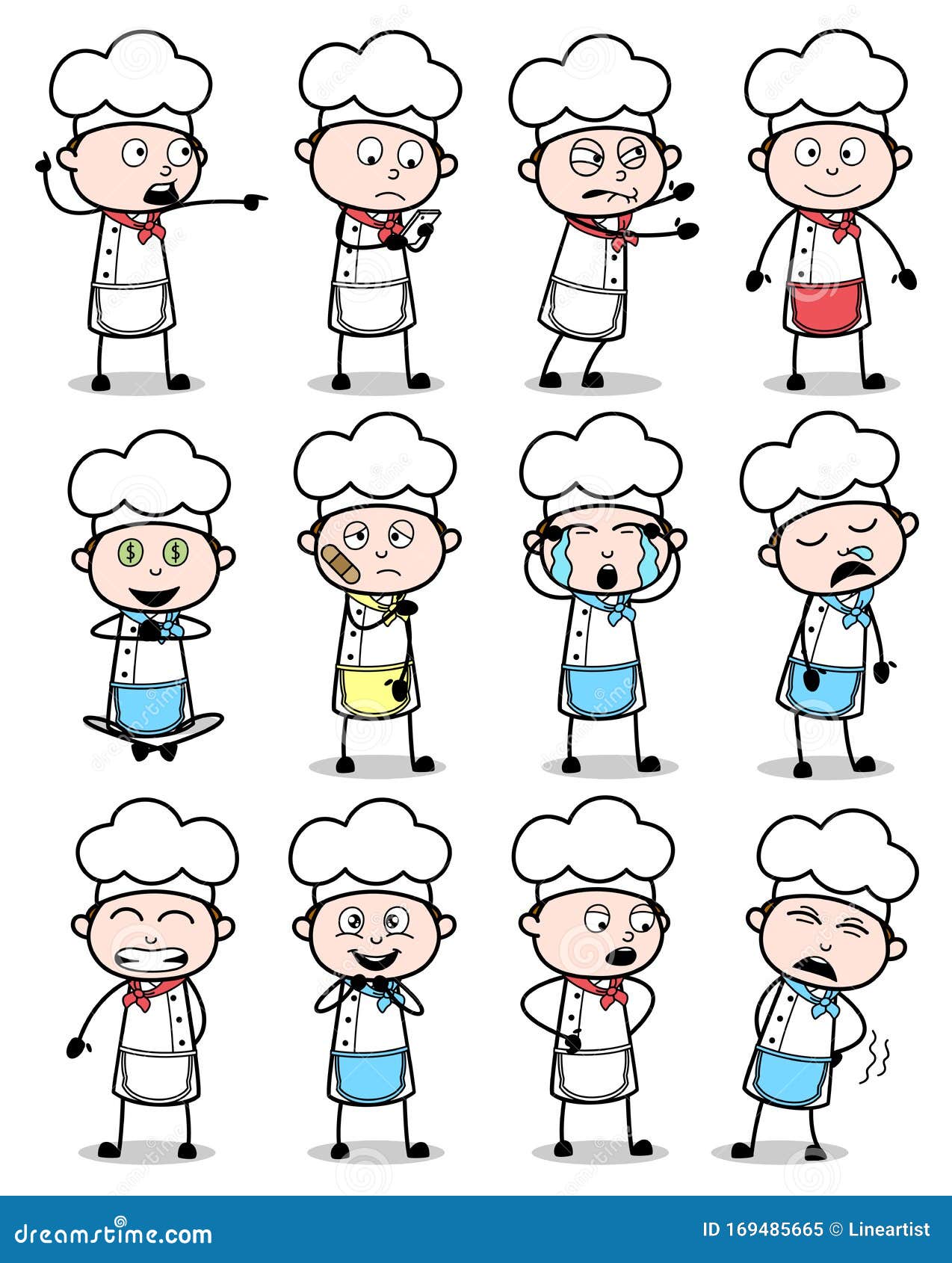 Various Cartoon Chef Poses - Set of Concepts Vector Illustrations Stock ...