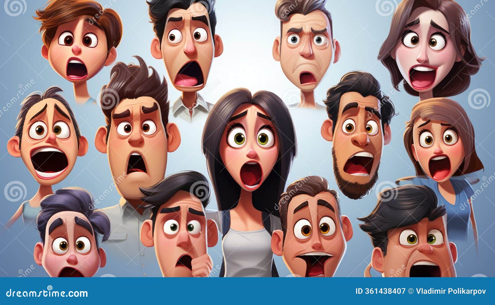 Various Cartoon Faces Showing Different Emotions, Suitable for a Wide ...