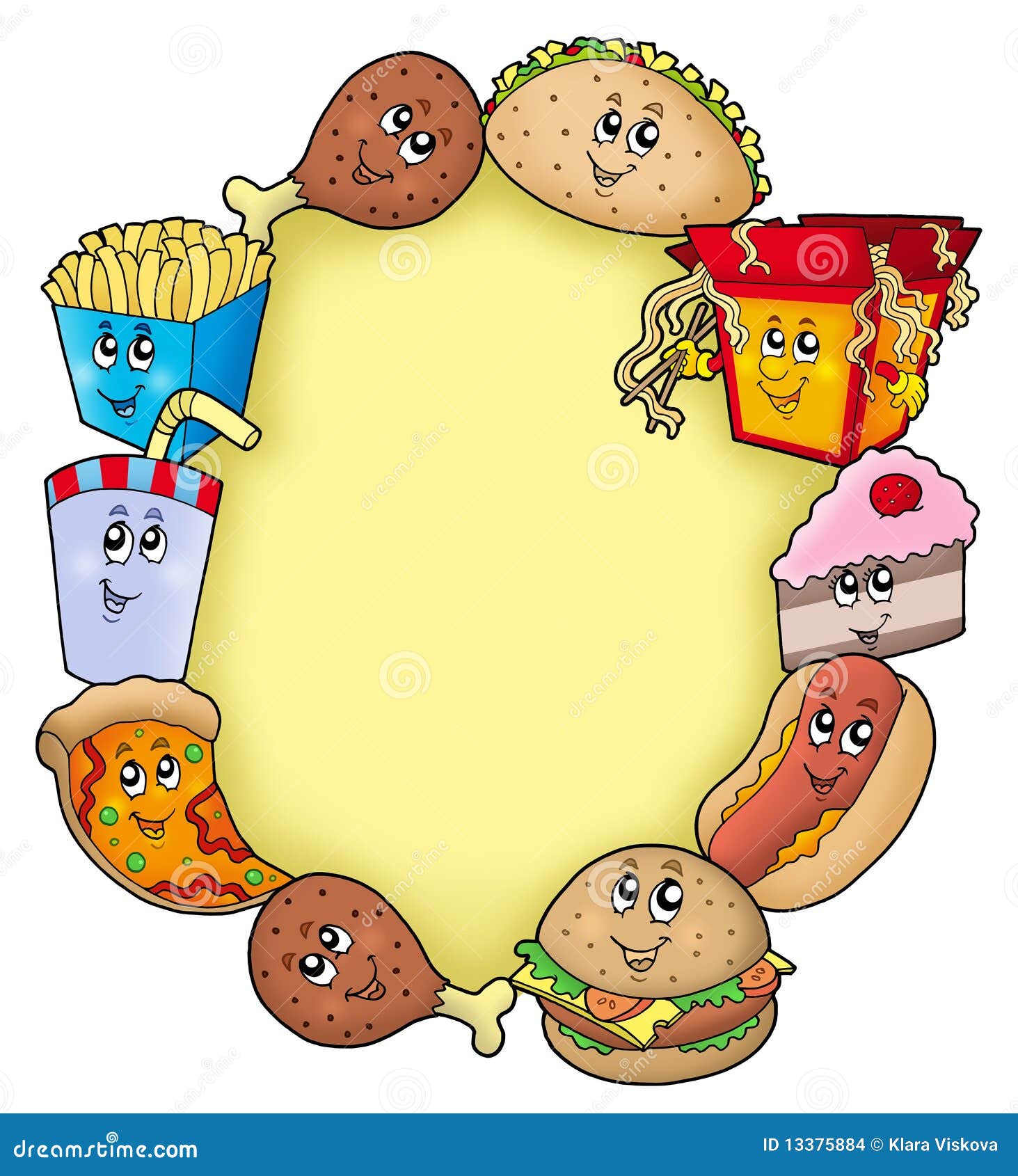 Various cartoon food frame stock illustration. Illustration of lunch ...