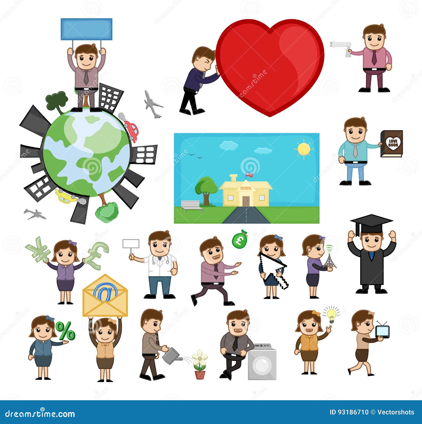 Various Cartoon Graphics of Business and Professions Stock Vector ...