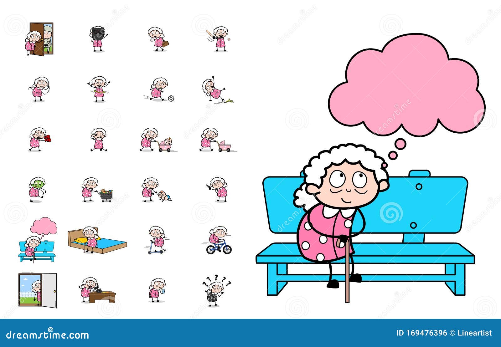 Various Cartoon Old Granny - Set of Concepts Vector Illustrations Stock ... Various Cartoon Old Granny - Set of Concepts Vector Illustrations Stock ...