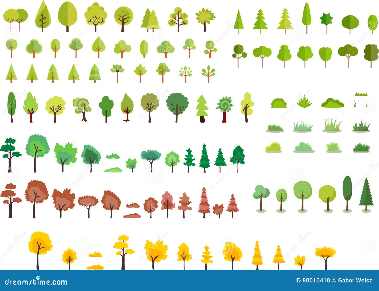 Various Cartoon Style Trees Stock Vector - Illustration of flora ...