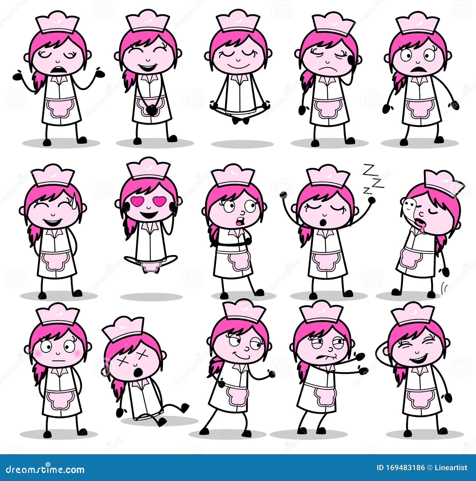 Various Cartoon Waitress Poses Collection - Set of Concepts Vector ... Various Cartoon Waitress Poses Collection - Set of Concepts Vector ...