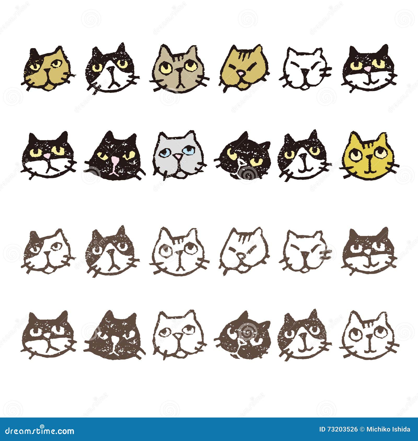 Various Cat S Face Expression Stock Illustration - Illustration of ...