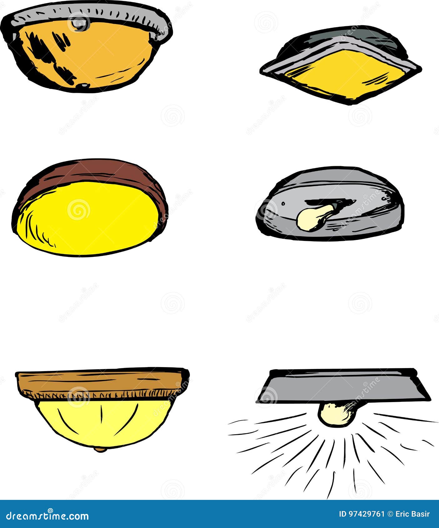 Various Ceiling Lamps Over White Stock Illustration - Illustration of ...