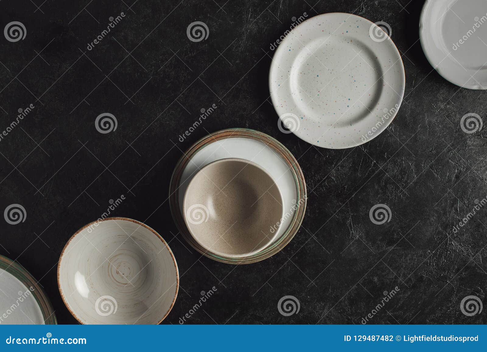 Top View of Various Arranged Ceramic Plates Stock Photo - Image of ...