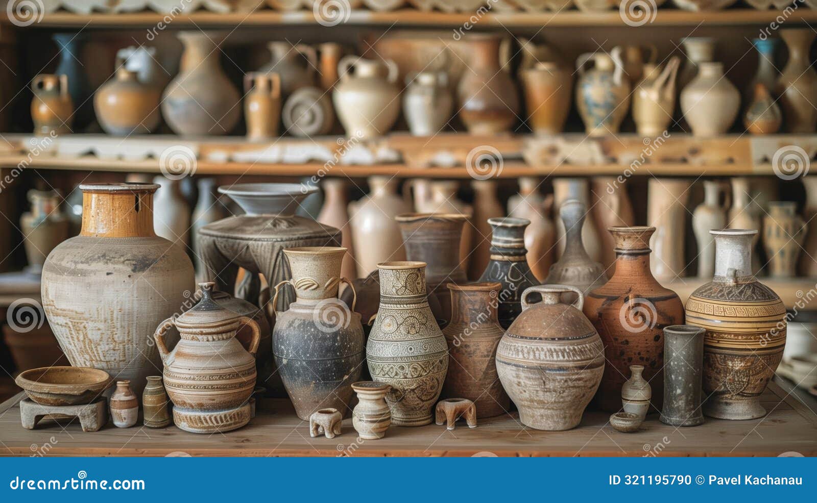 Various Ceramic Vessels and Amphorae on Display in a Pottery Studio ...